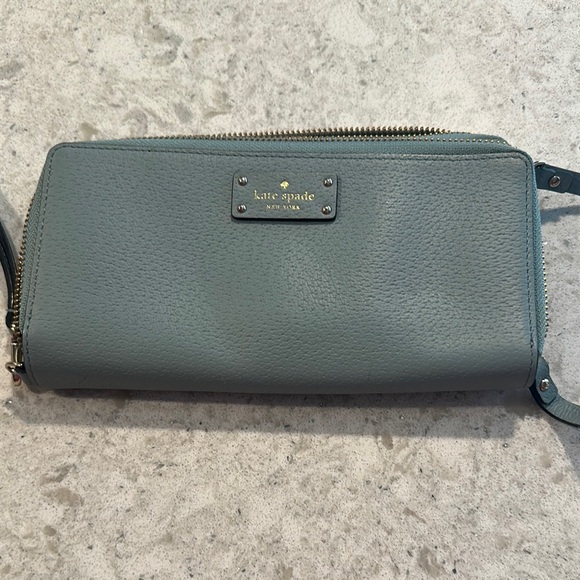 kate spade | Bags | Kate Spade Robbins Egg Pebbled Leather Zip Around ...